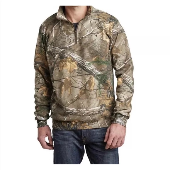 Realtree | Jackets & Coats | Real Tree Half Zip Knit Pullover Camo Mens ...